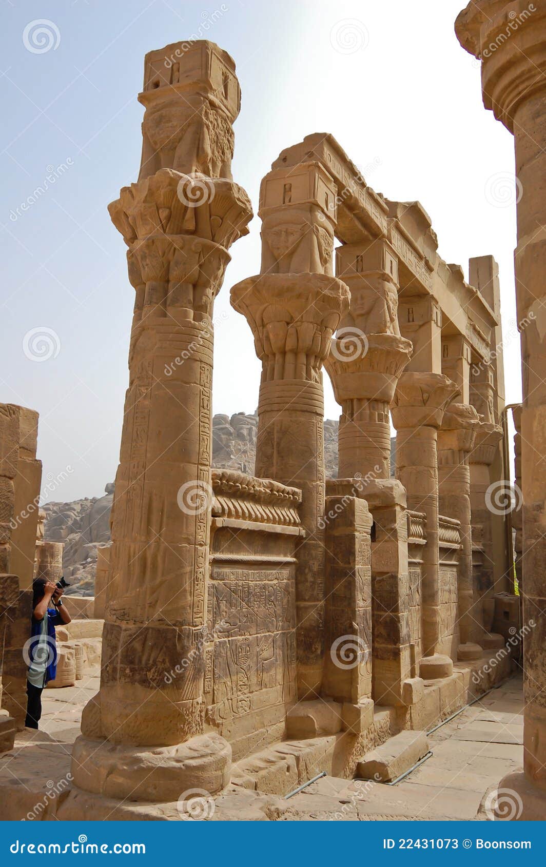 Columns of Hathor Head Goddess, Egypt Editorial Stock Photo - Image of ...