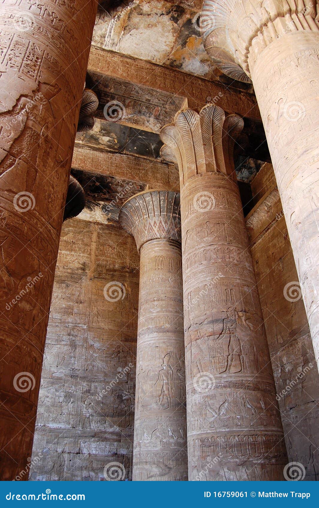 Columns and Hieroglyphics Inside Edfu Temple Stock Image - Image of ...