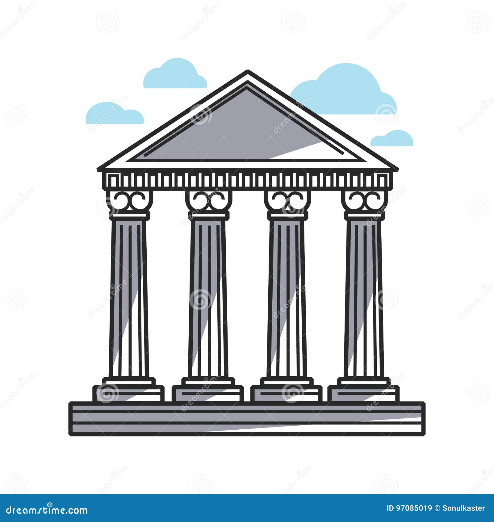 Columns of historic temple stock vector. Illustration of building ...
