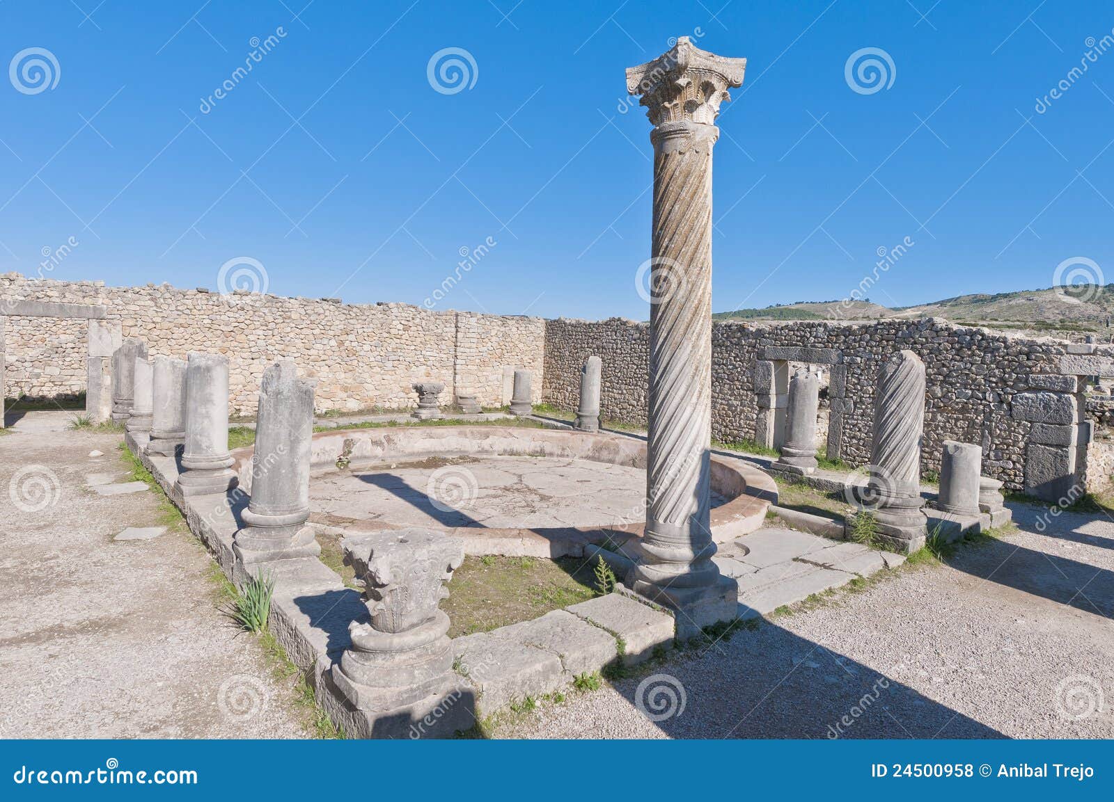 Columns House at Volubilis, Morocco Stock Photo - Image of house ...