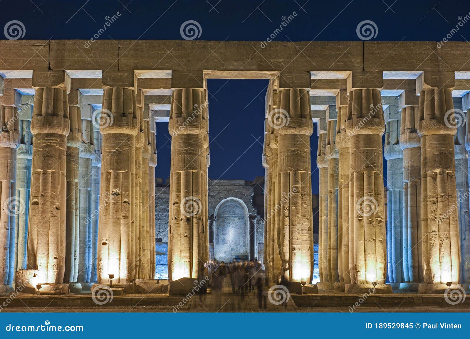 Columns in Hypostyle Hall at Luxor Temple during Night Stock Image ...