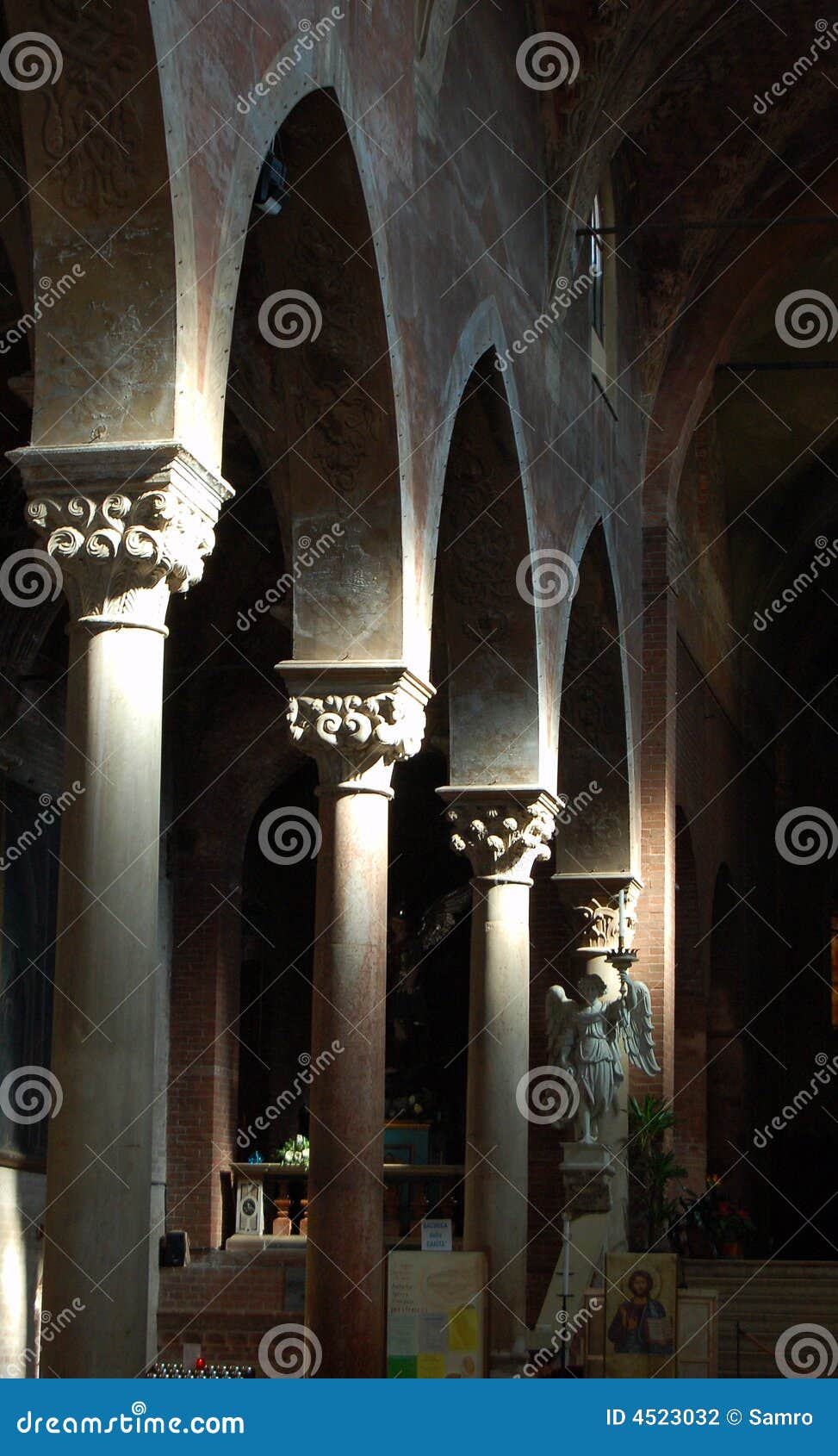 Columns inside of a church stock photo. Image of religion - 4523032