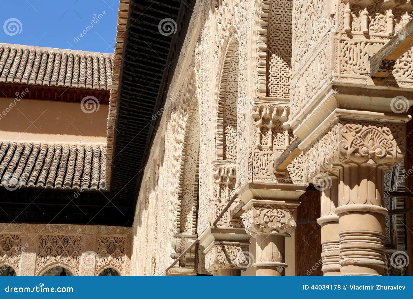 Columns in Islamic (Moorish) Style in Alhambra, Granada, Spain Stock ...