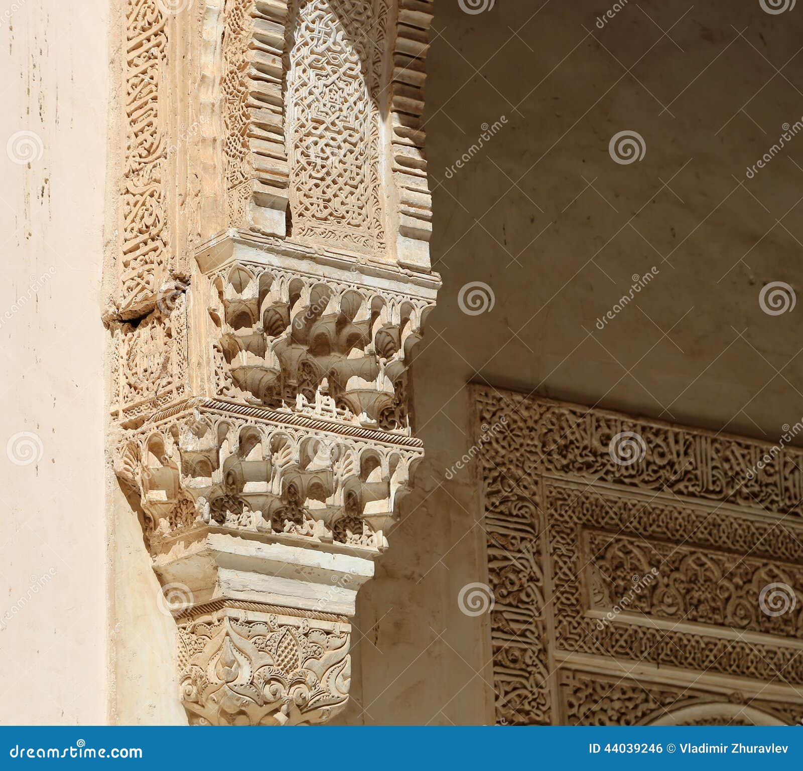 Columns in Islamic (Moorish) Style in Alhambra, Granada, Spain Stock ...