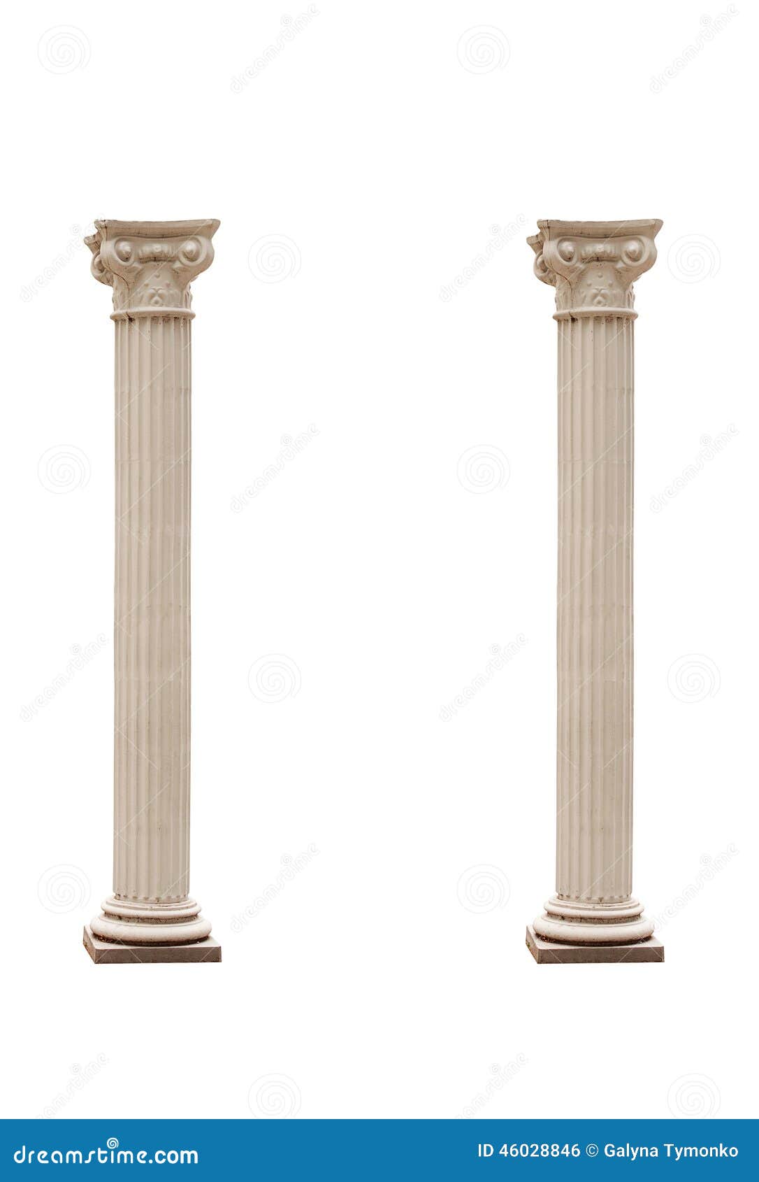 Columns Isolated on a White Background Stock Photo - Image of archway ...