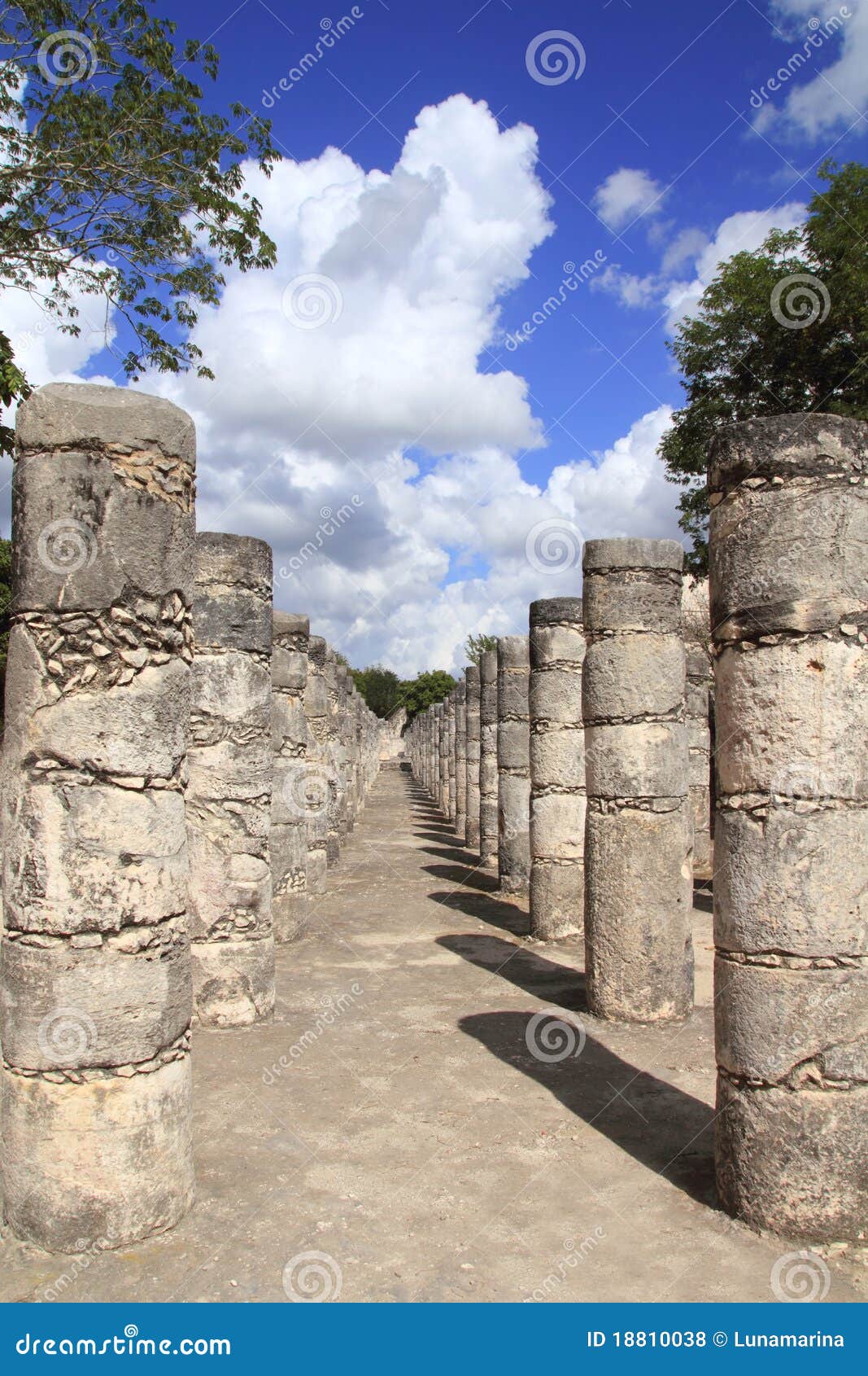 Columns Mayan Chichen Itza Mexico Ruins in Rows Stock Photo - Image of ...