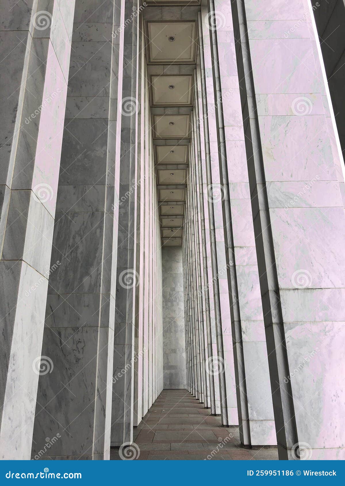 Columns of a Modern Building Built with White Basalt, Vertical Stock ...