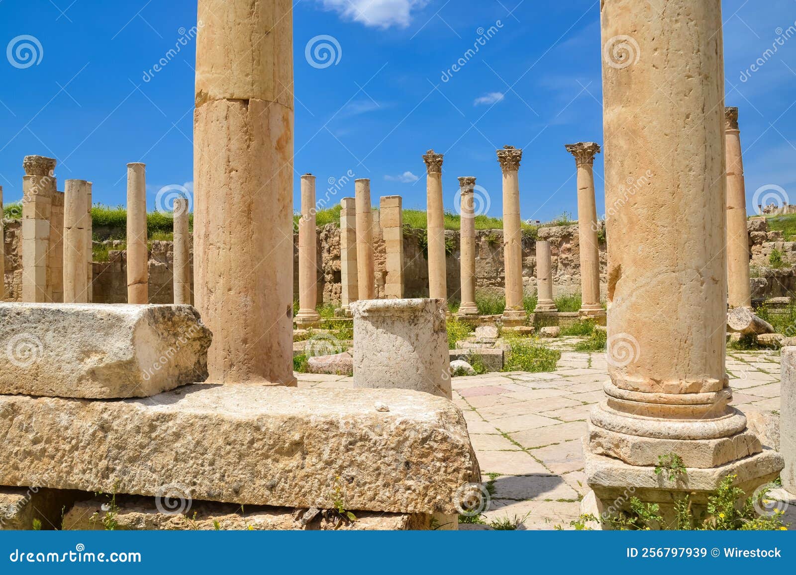 Columns of Nymphaeum in Jerash, Jordan. Editorial Stock Image - Image ...