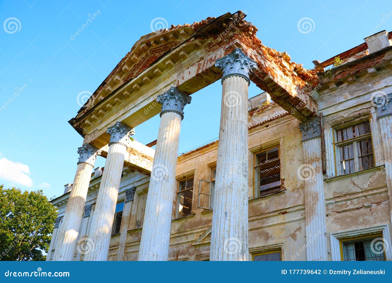 Columns of an Old Castle, Permission after the War Stock Photo - Image ...