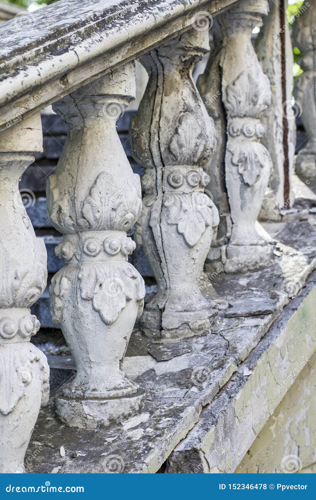 Columns on the Old Staircase. Railing Stock Photo - Image of ...