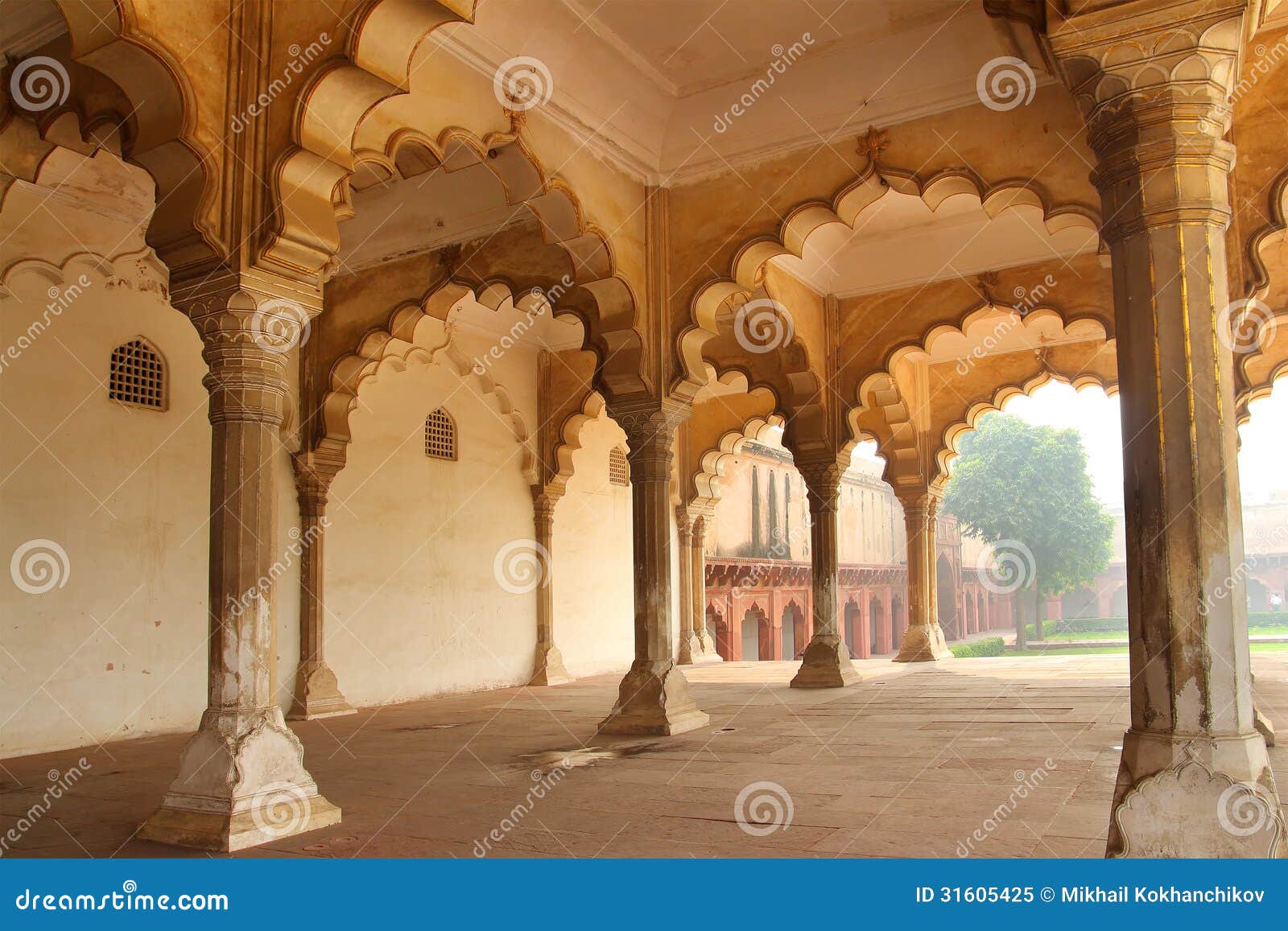 Columns in Palace - Agra Fort Stock Image - Image of palace, large ...
