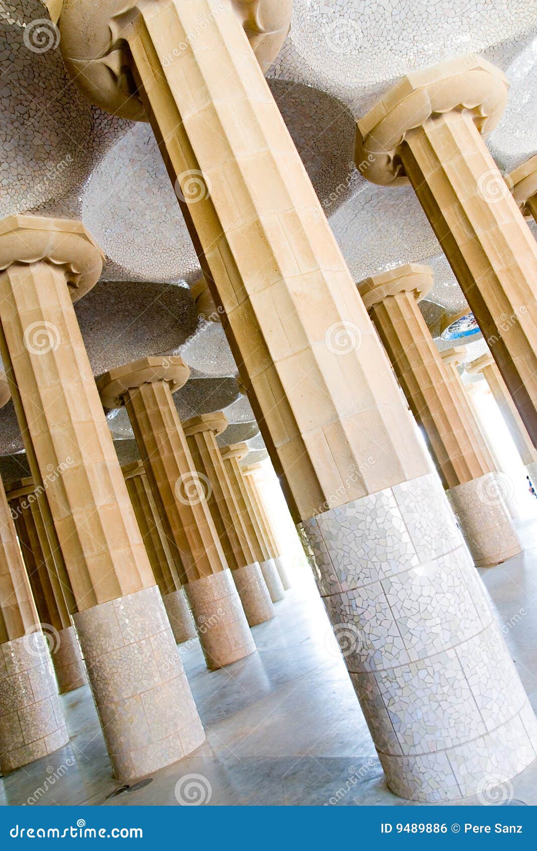 Columns in Parc Guell, Barcelona, Stock Photo - Image of symbol, blue ...