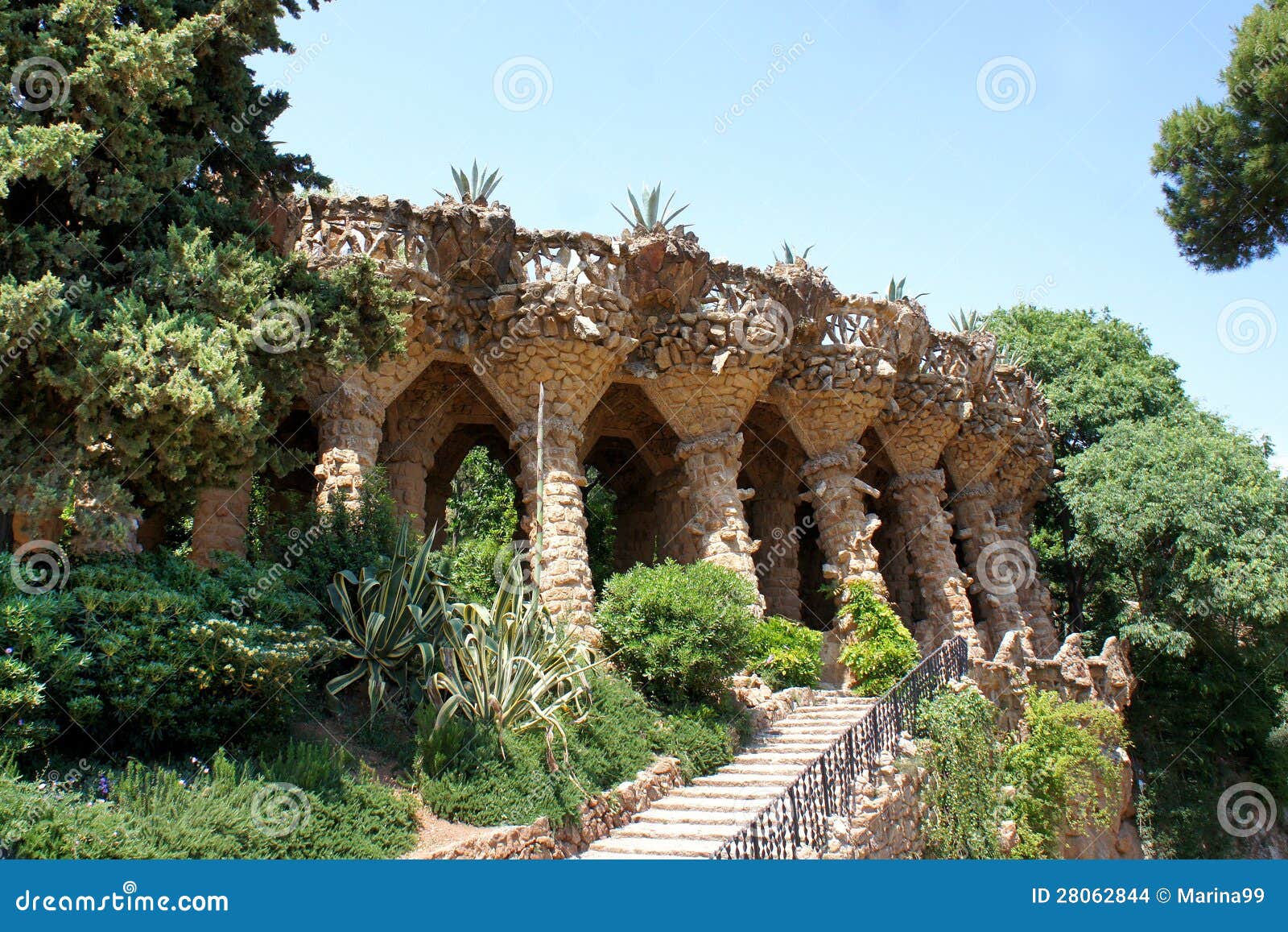 Columns in Park Guell, Barcelona, Spain Stock Photo - Image of famous ...