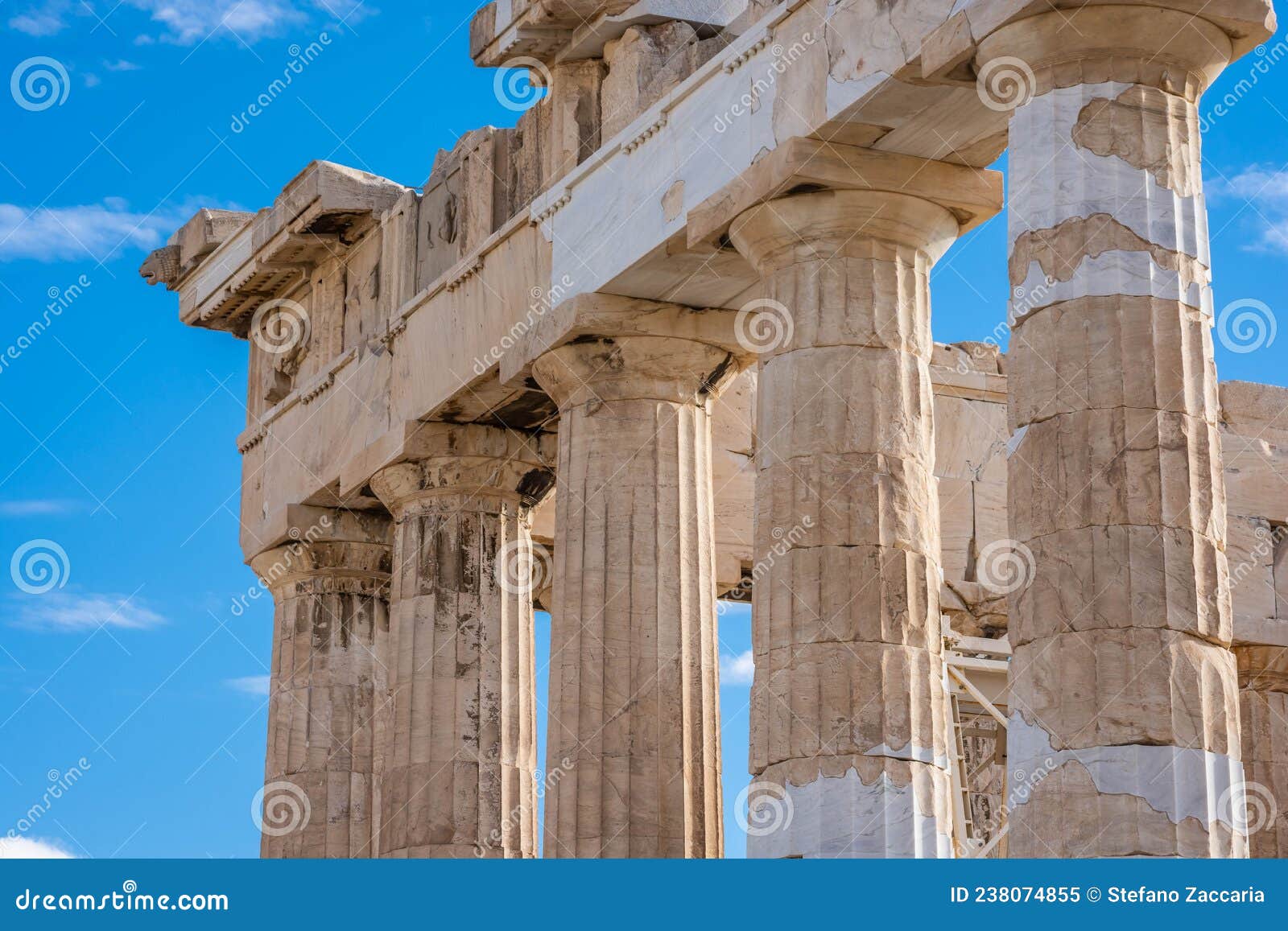 Columns of the Parthenon in the Acropolis of Athens in Greece Stock ...