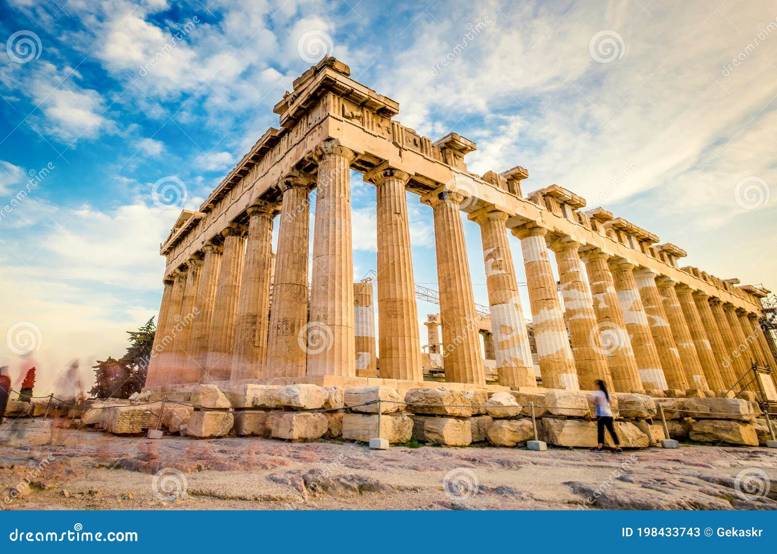 Columns of the Parthenon at Sunset Stock Image - Image of evening ...