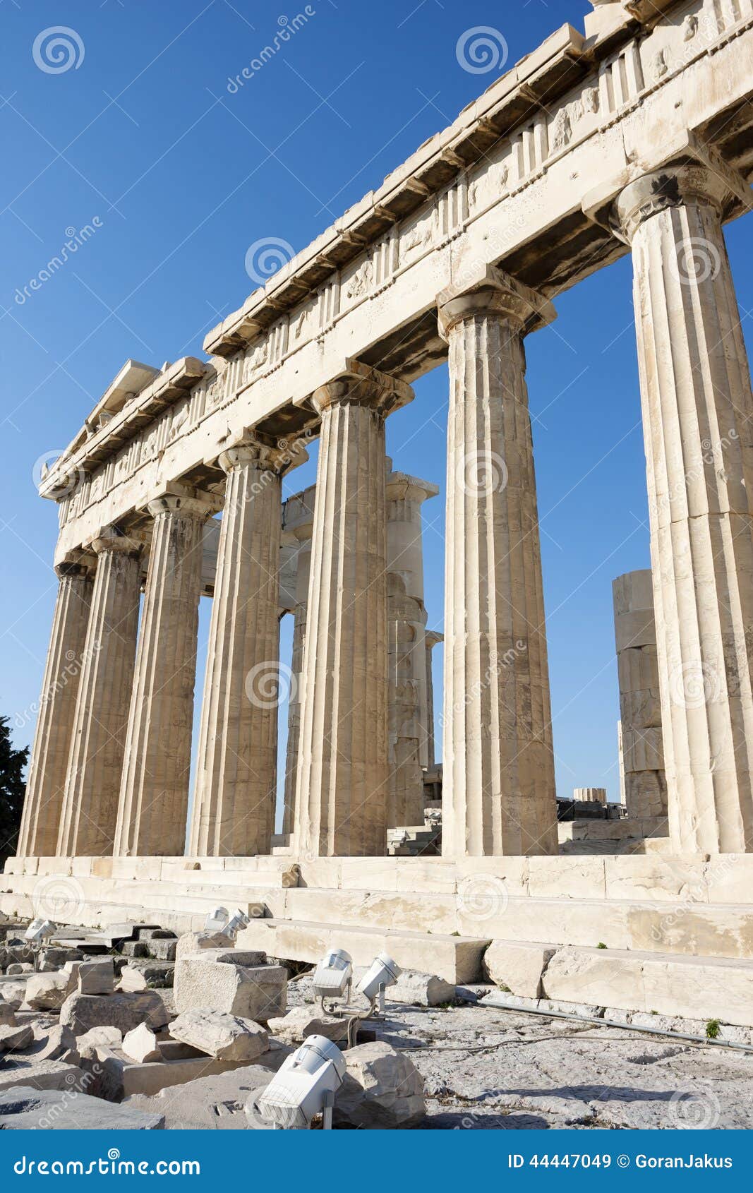 Columns of Parthenon Temple Stock Image - Image of column, blue: 44447049