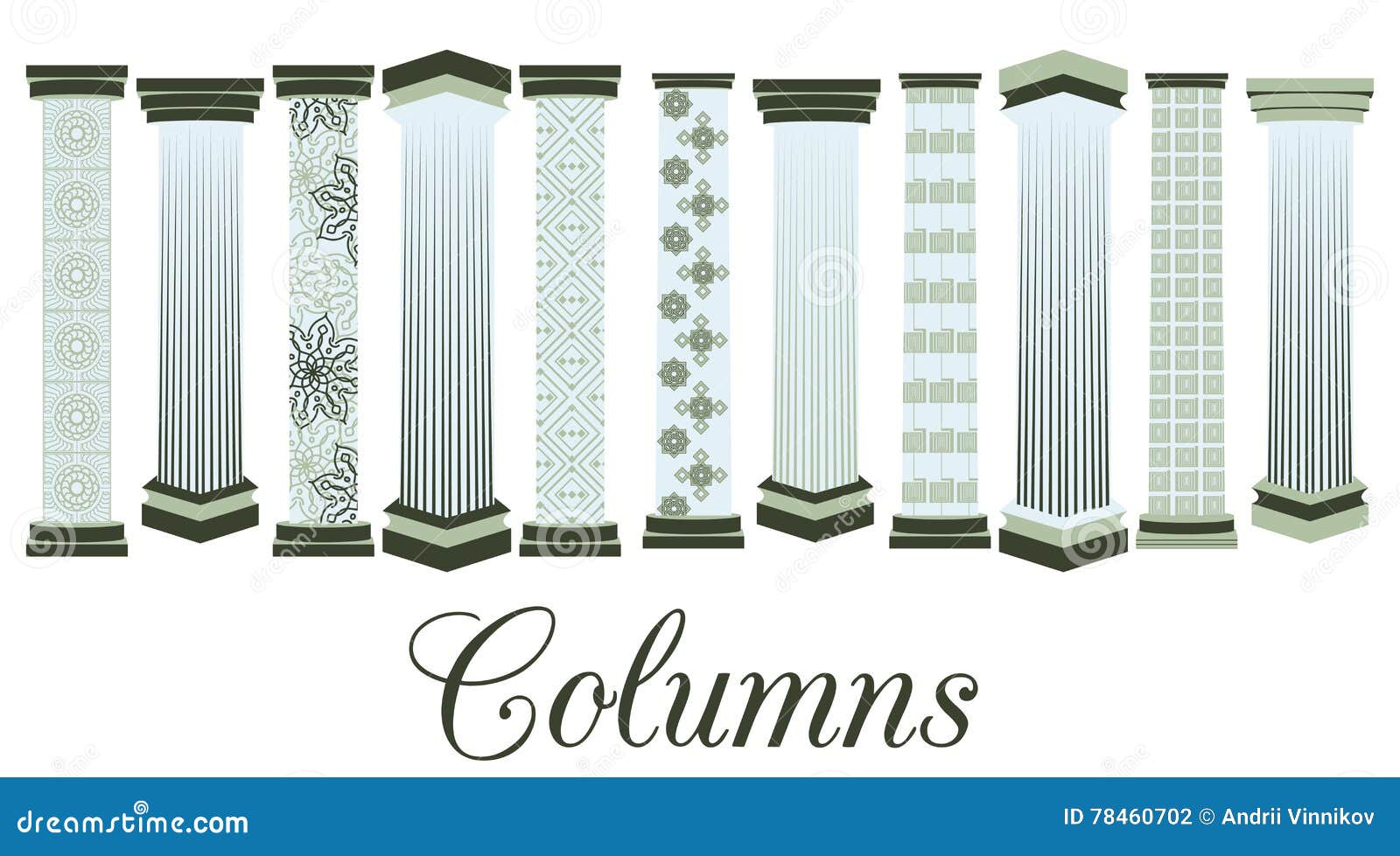 Columns with a Pattern. Set. Doric, Roman Style Stock Vector ...