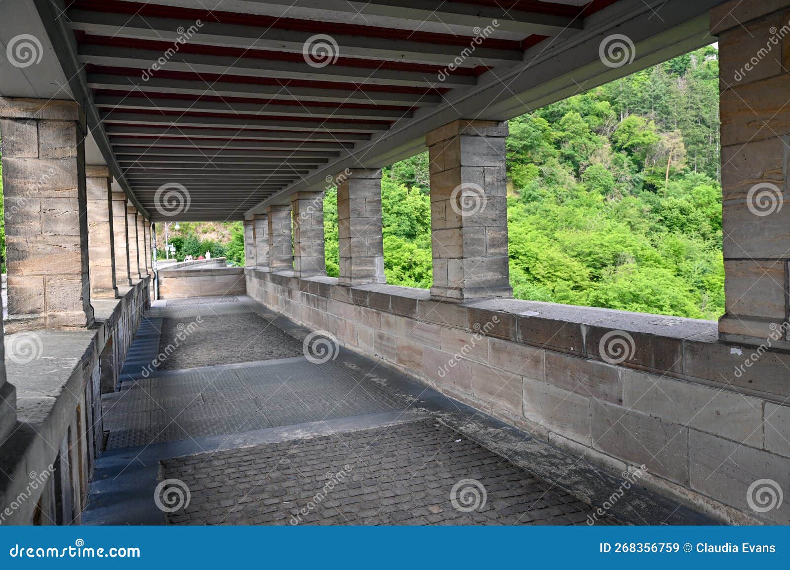 Columns on the Pedestrian Path on the Edersee Dam with a View of the ...