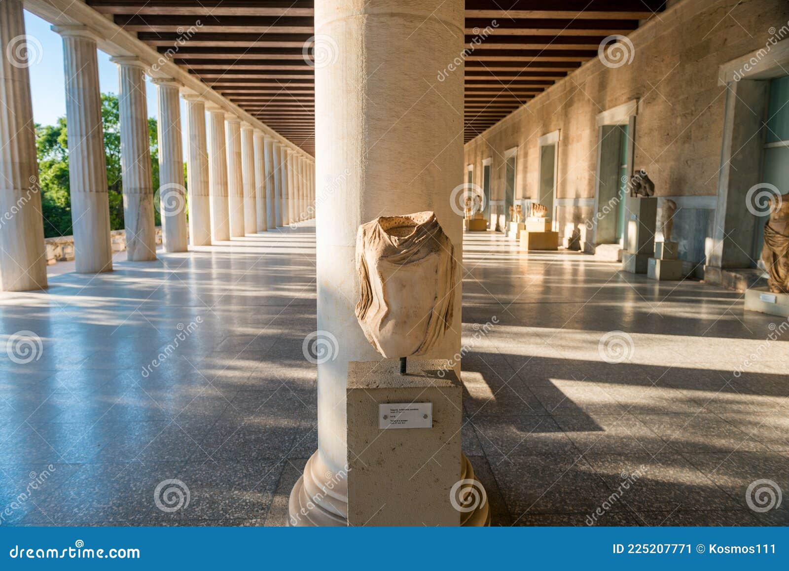 Columns Perspective of Stoa of Attalos in Ancient Agora in Athens ...