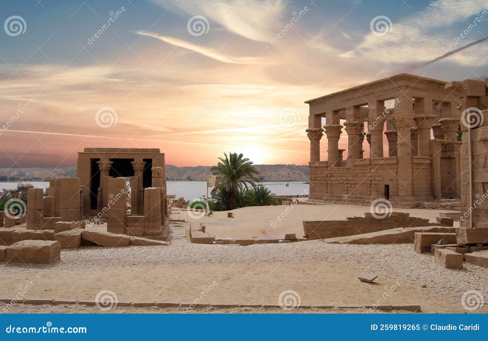 Columns and Pillars at the Temple of Phile. Egypt Stock Image - Image ...