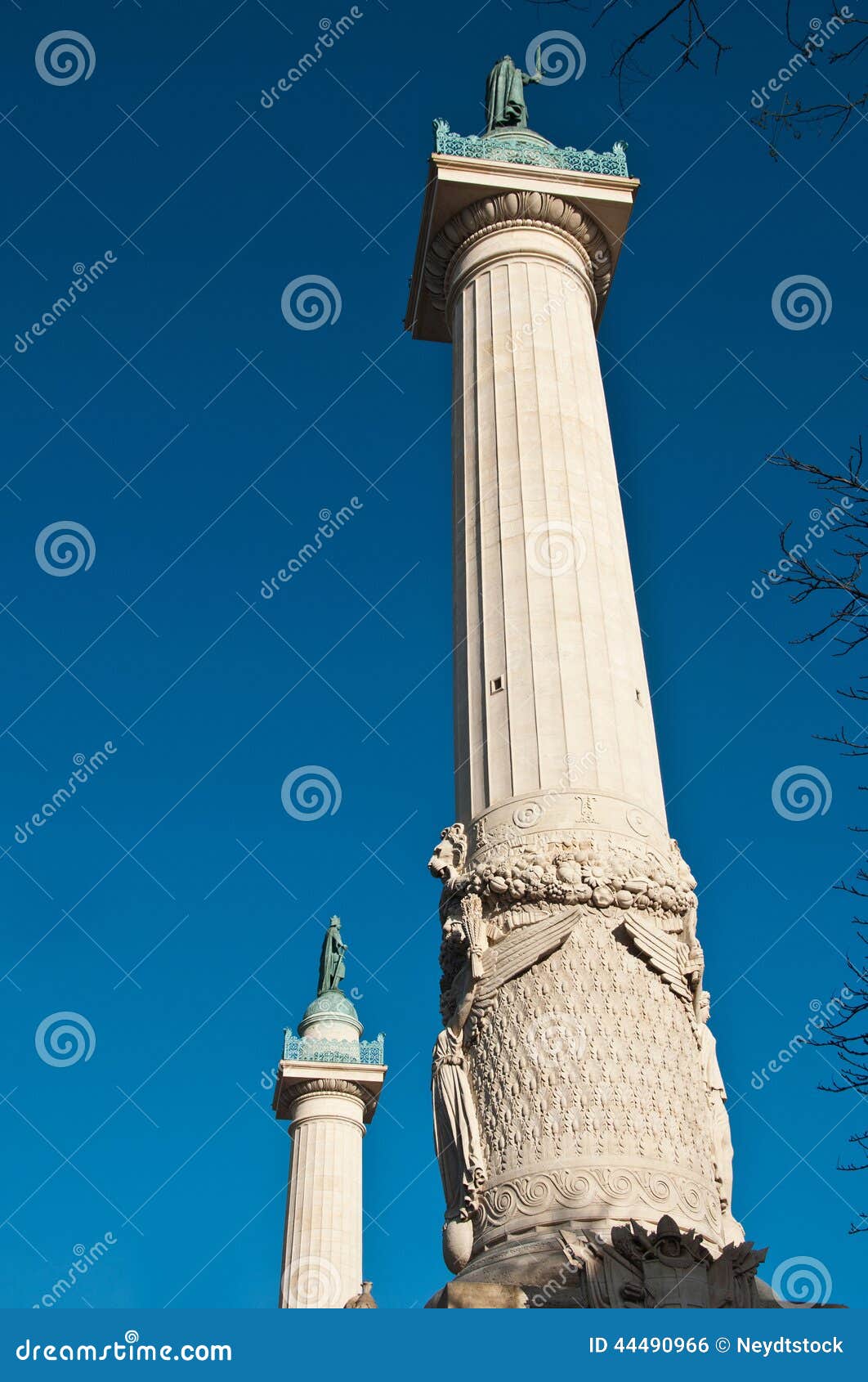 Columns Place of the Nation in Paris Stock Photo - Image of bronze ...