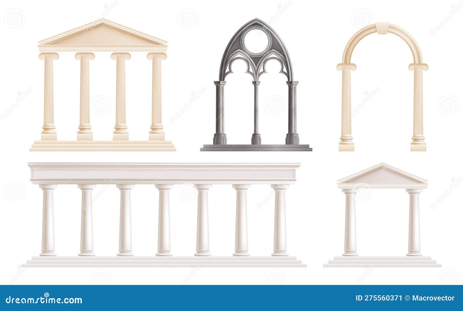 Ionic And Tuscan, Greek And Egypt, Rome Column Vector Illustration ...