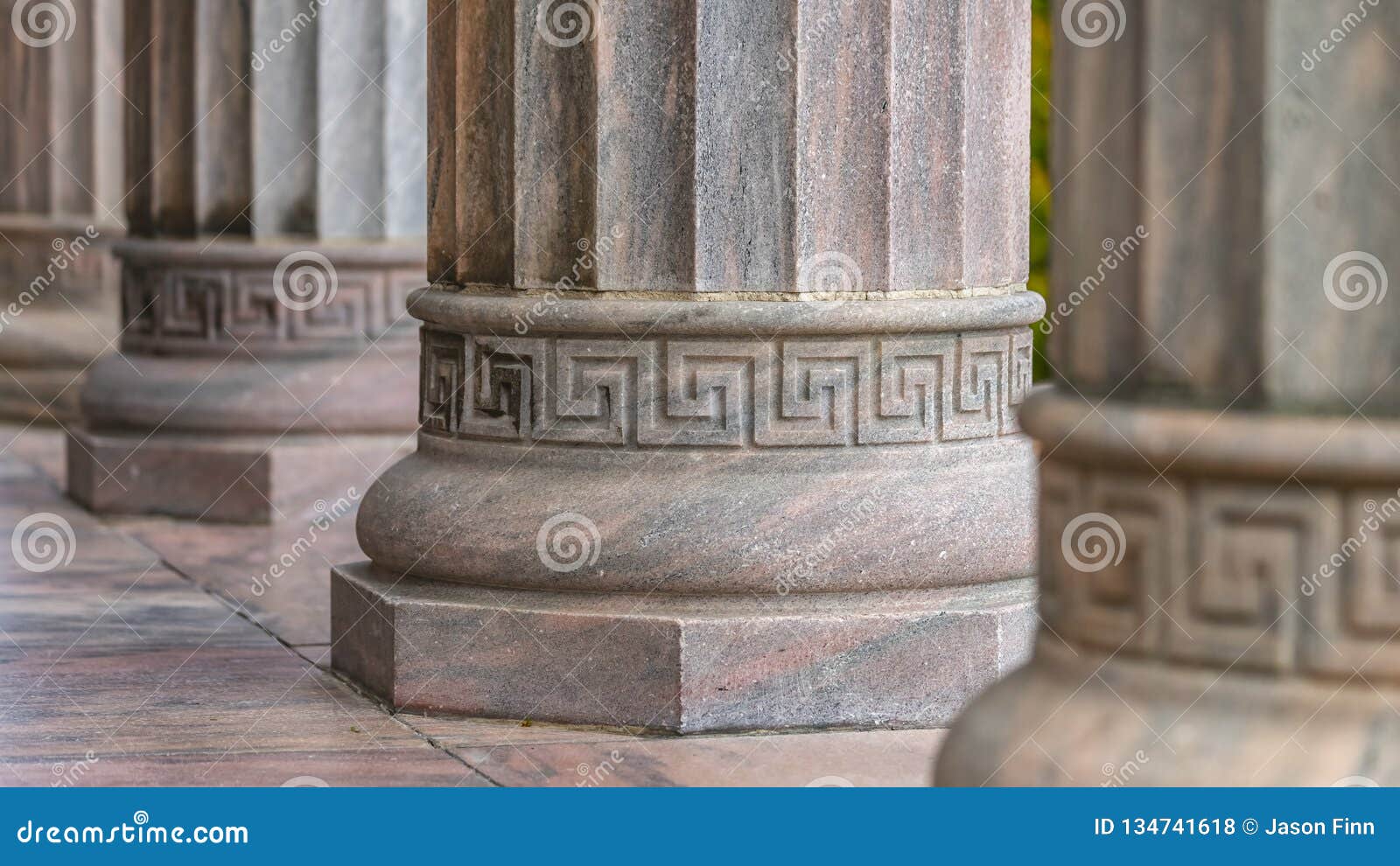 Columns with Round Base and Vertical Fluted Shafts Stock Photo - Image ...