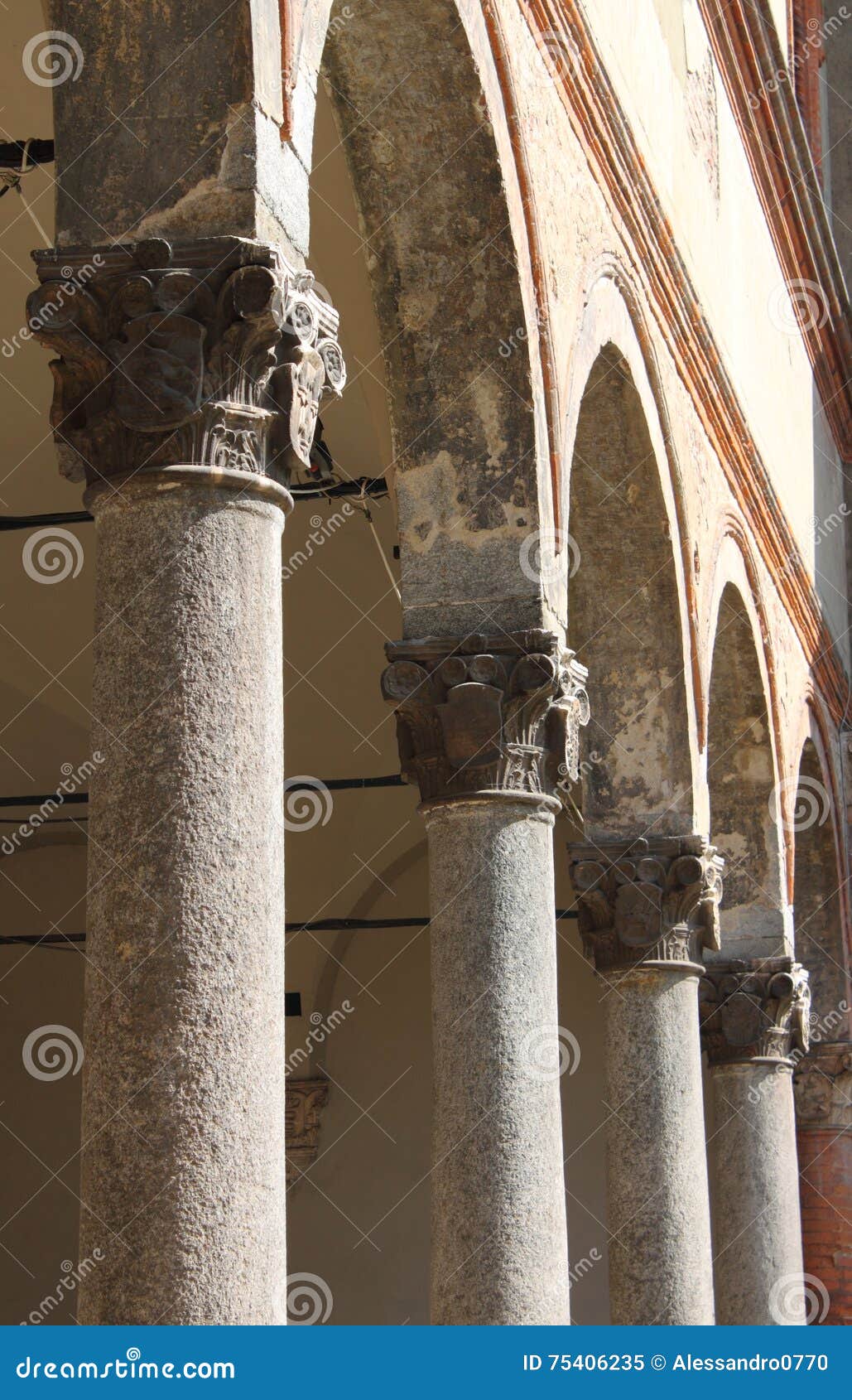 Columns in Row Inside a Church Stock Image - Image of details ...