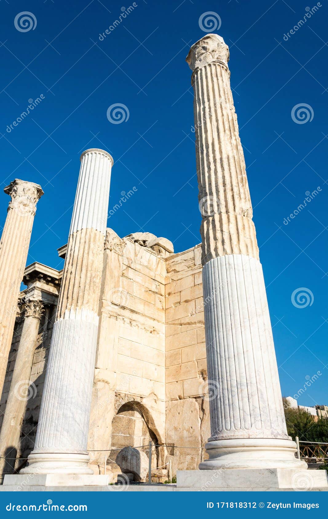 Columns of the Ruined Library of Hadrian in Athens, Greece Stock Photo ...