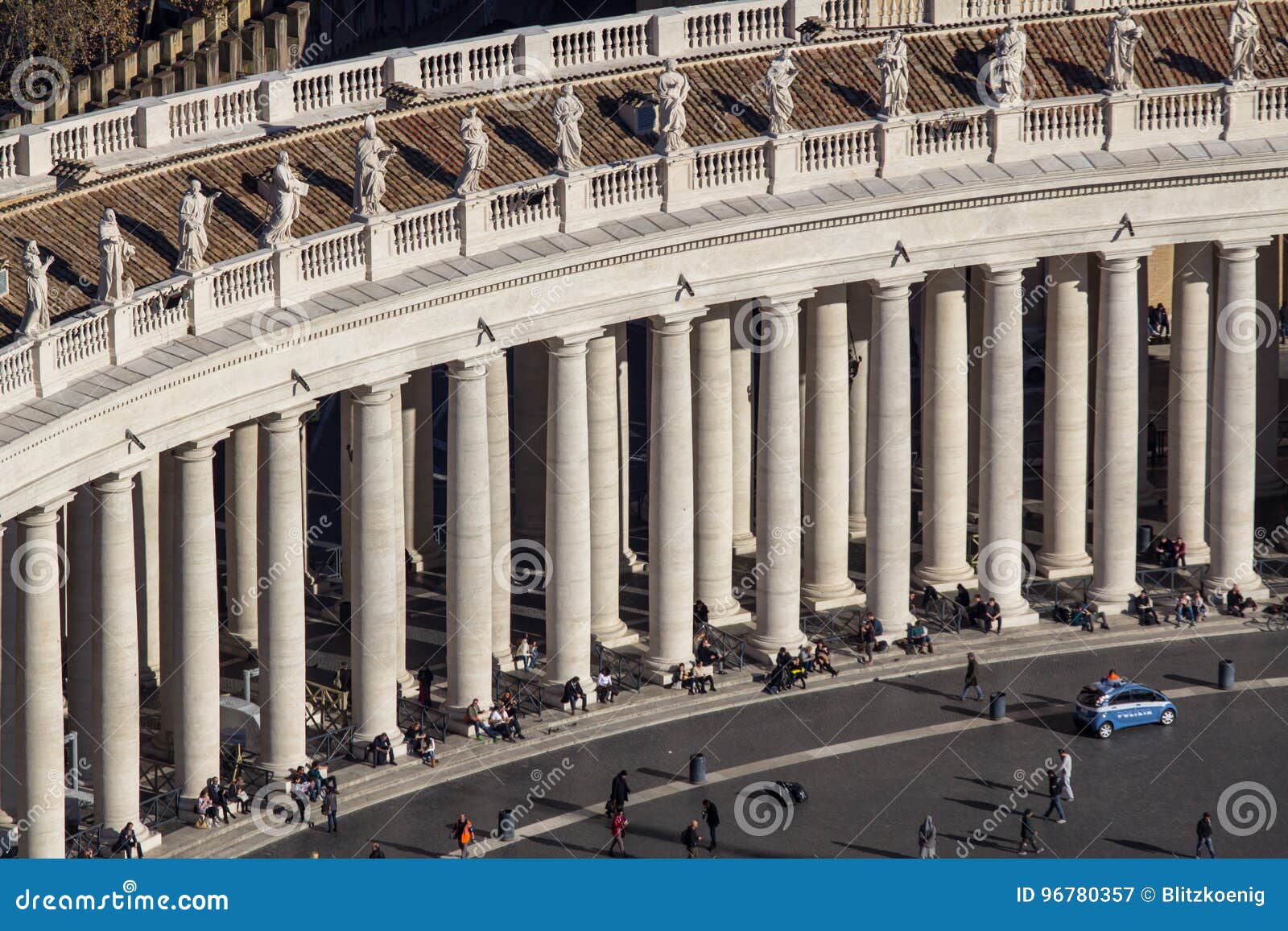 Columns on the St. Peter`s Square, Vatican City, Italy. Editorial ...