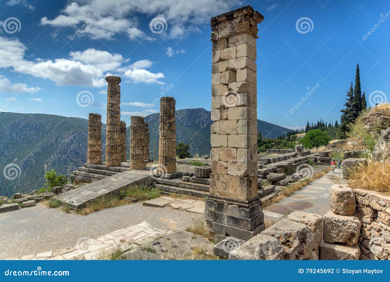 Columns in the Temple of Apollo and Panorama Ancient Greek ...