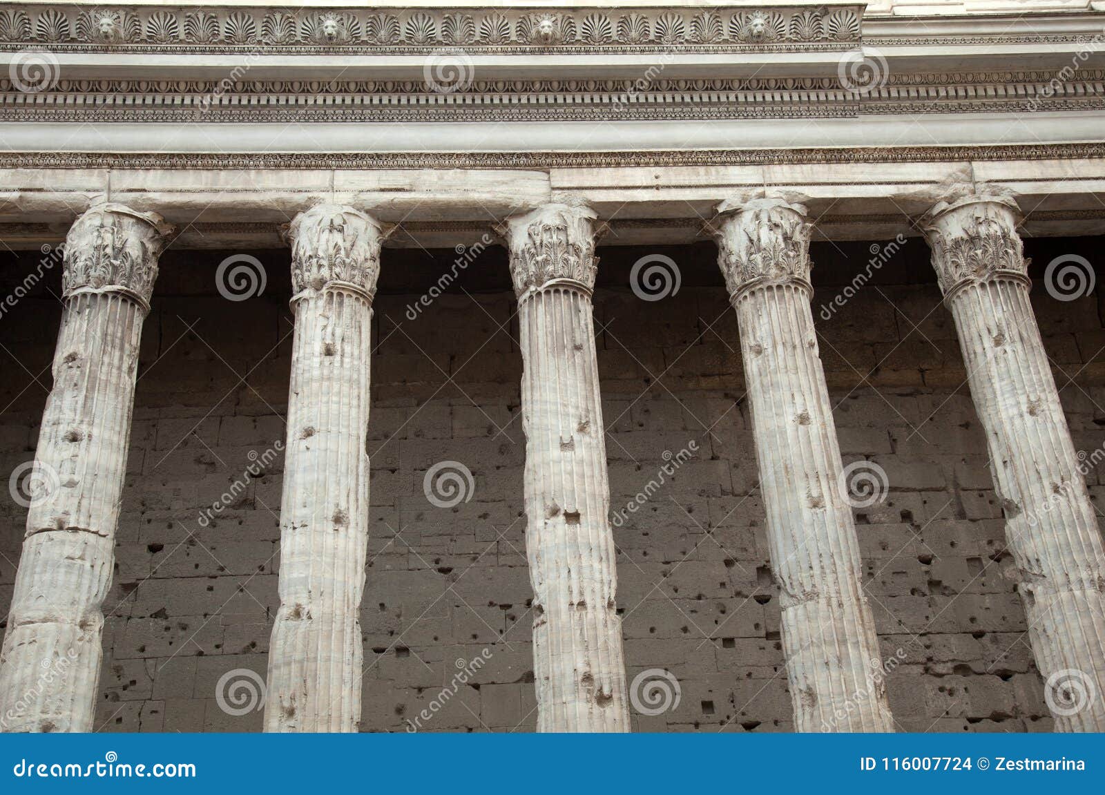 Columns of Temple of Hadrian Stock Photo - Image of column, hadrian ...