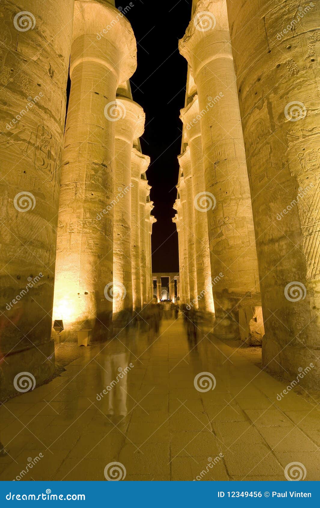 Columns in temple at night stock photo. Image of worship - 12349456