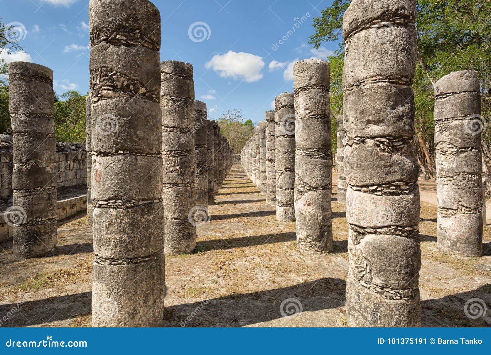 Columns in the Temple of a Thousand Warriors Stock Image - Image of ...