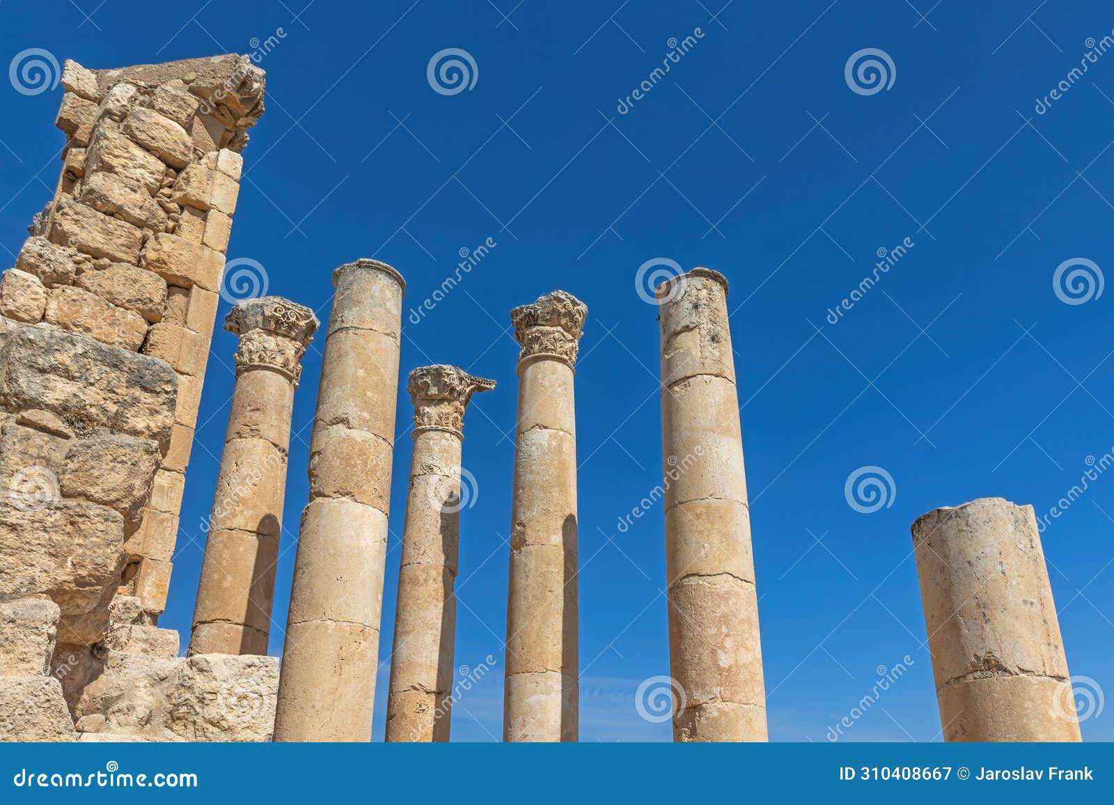 Columns of the Temple of Zeus at Jerash. Jordan Stock Image - Image of ...