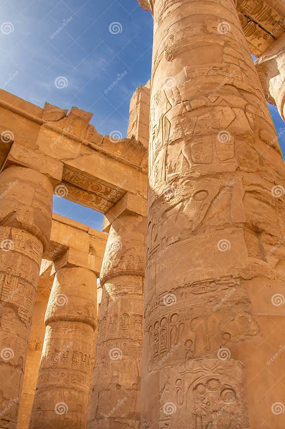 Columns at the Temples of Karnak. Luxor. Egypt Stock Photo - Image of ...