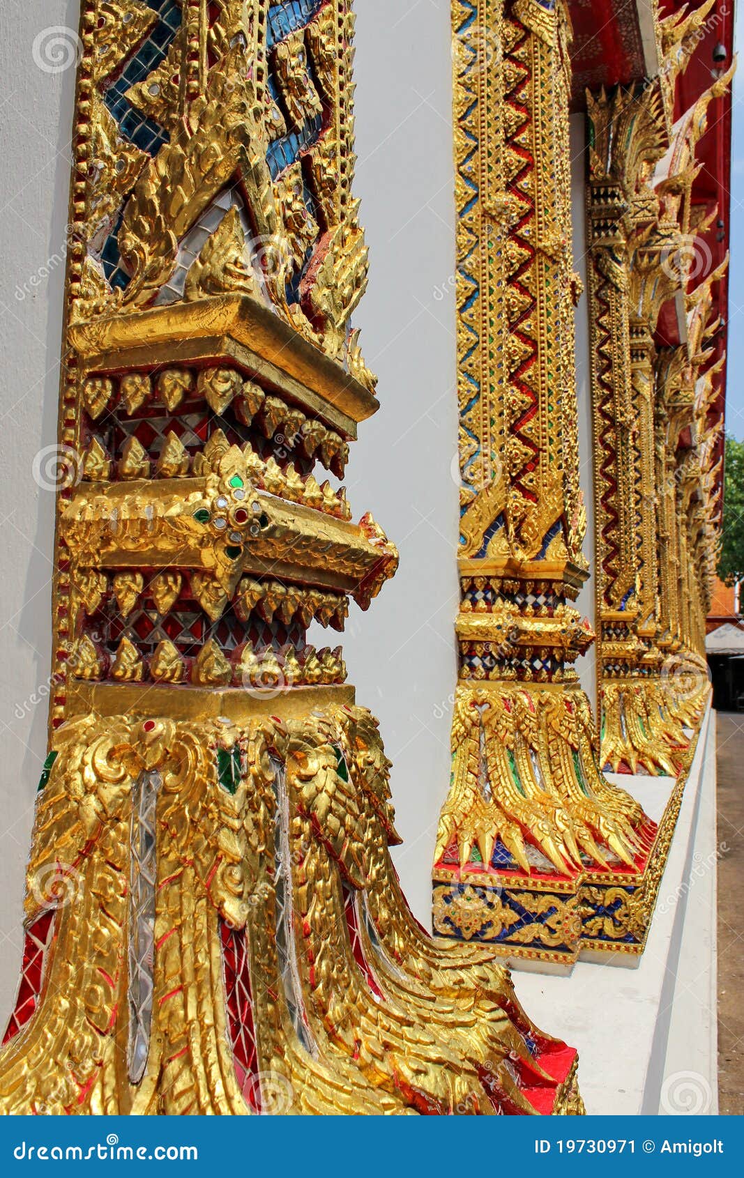 Columns of Thai temple stock image. Image of metal, asia - 19730971