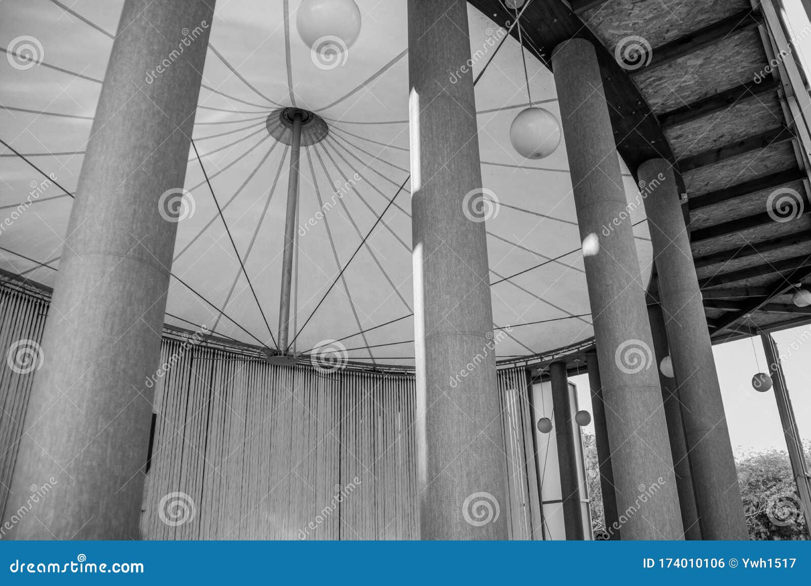 Columns Of A Theater With Ceiling Designed Like A Star Map Stock ...