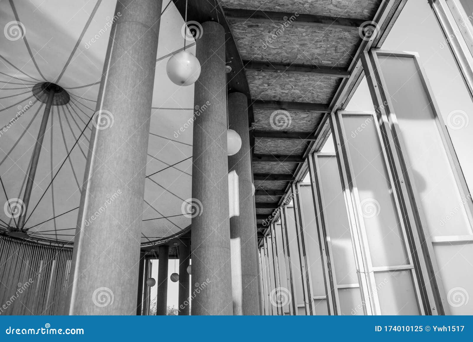 Columns Of A Theater With Ceiling Designed Like A Star Map Stock ...