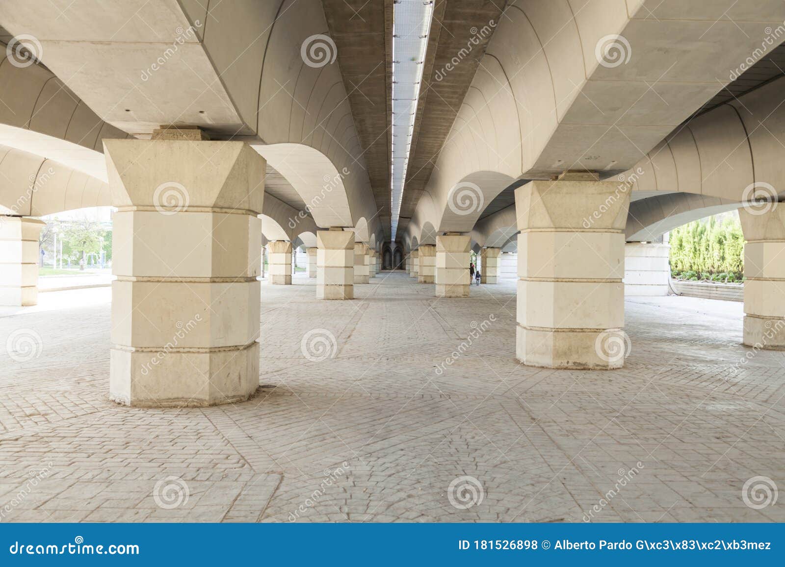 Columns Under a Bridge in Valencia Stock Photo - Image of view, urban ...