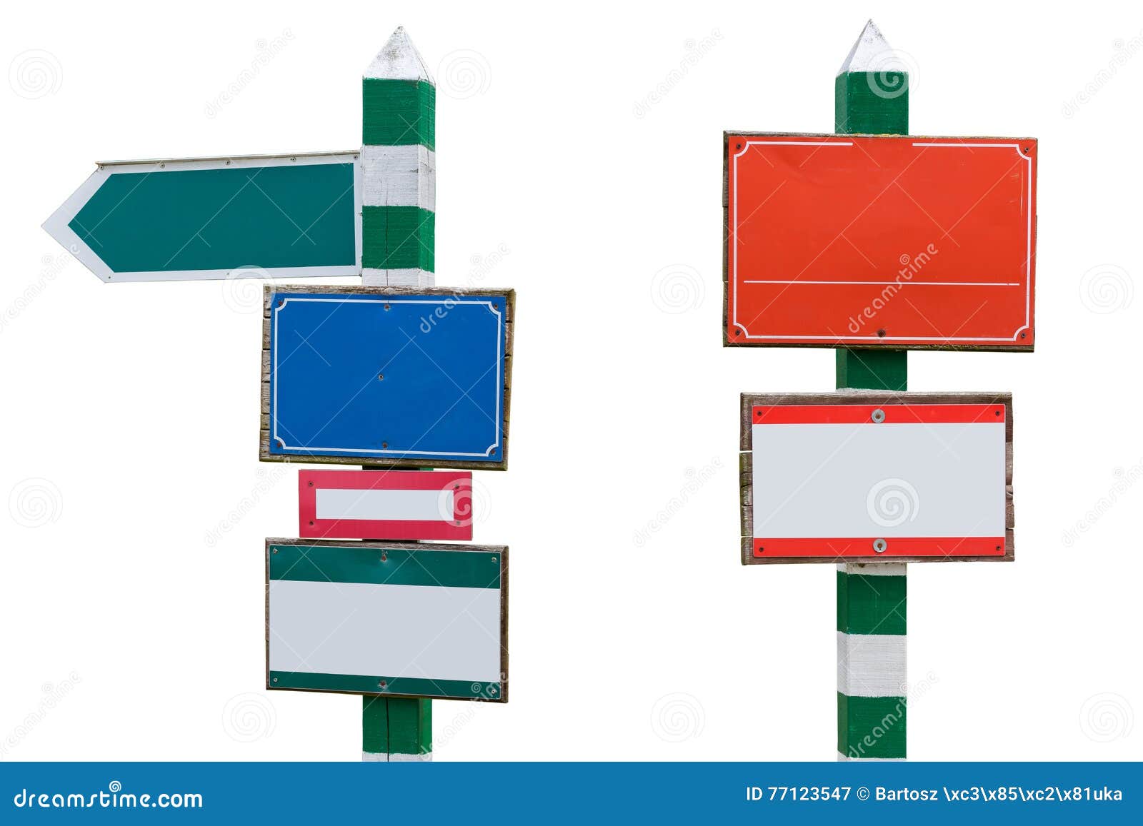 Columns of Various Blank Signs Isolated on a White Background Stock ...