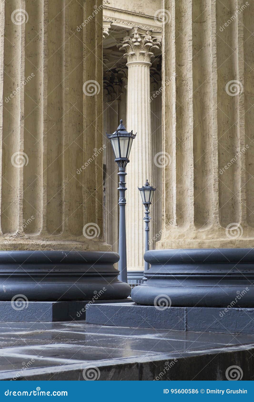 Columns and vintage lights stock photo. Image of fragment - 95600586