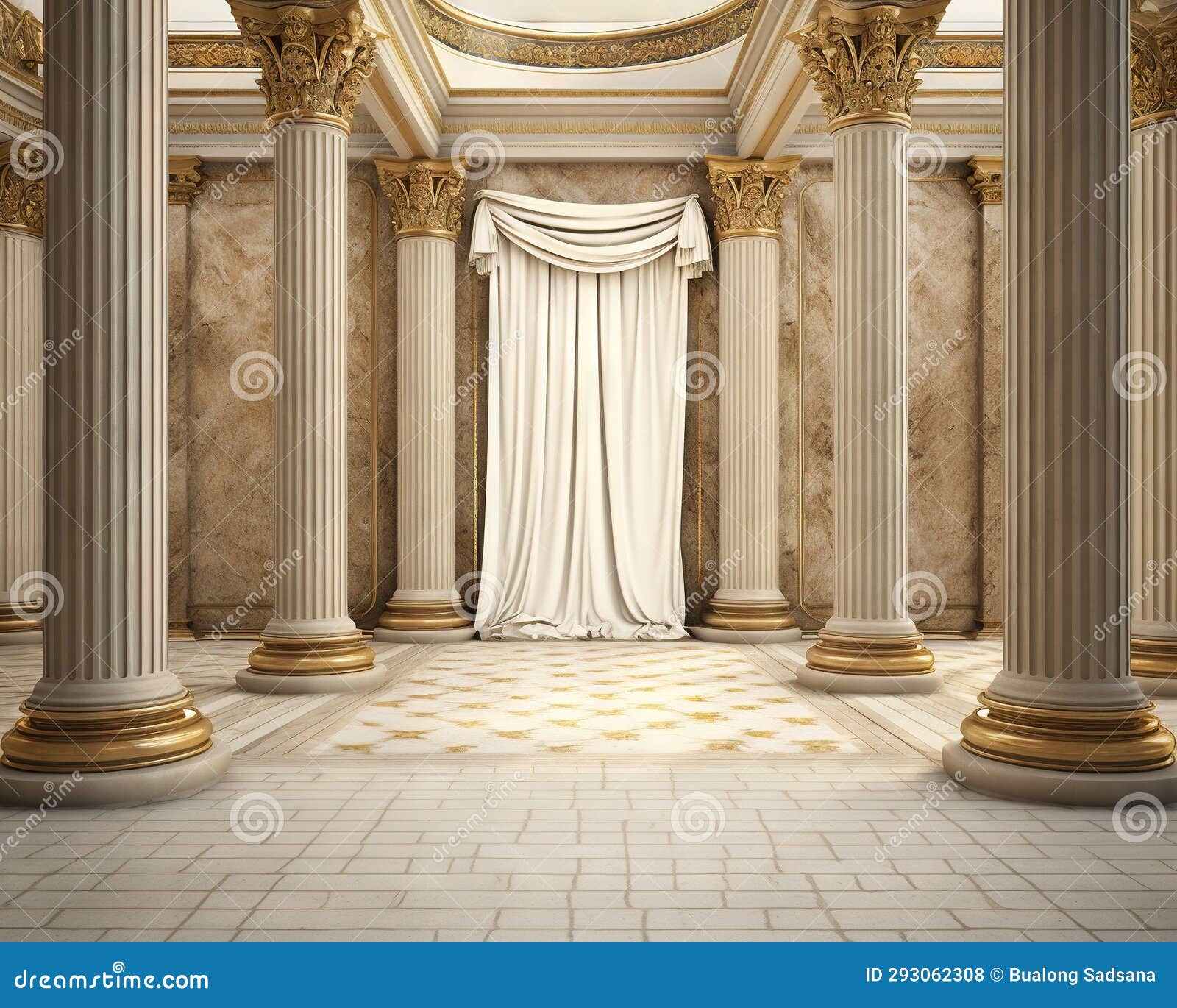 The Columns Wallpaper Is For The Interior Wall. Royalty-Free ...