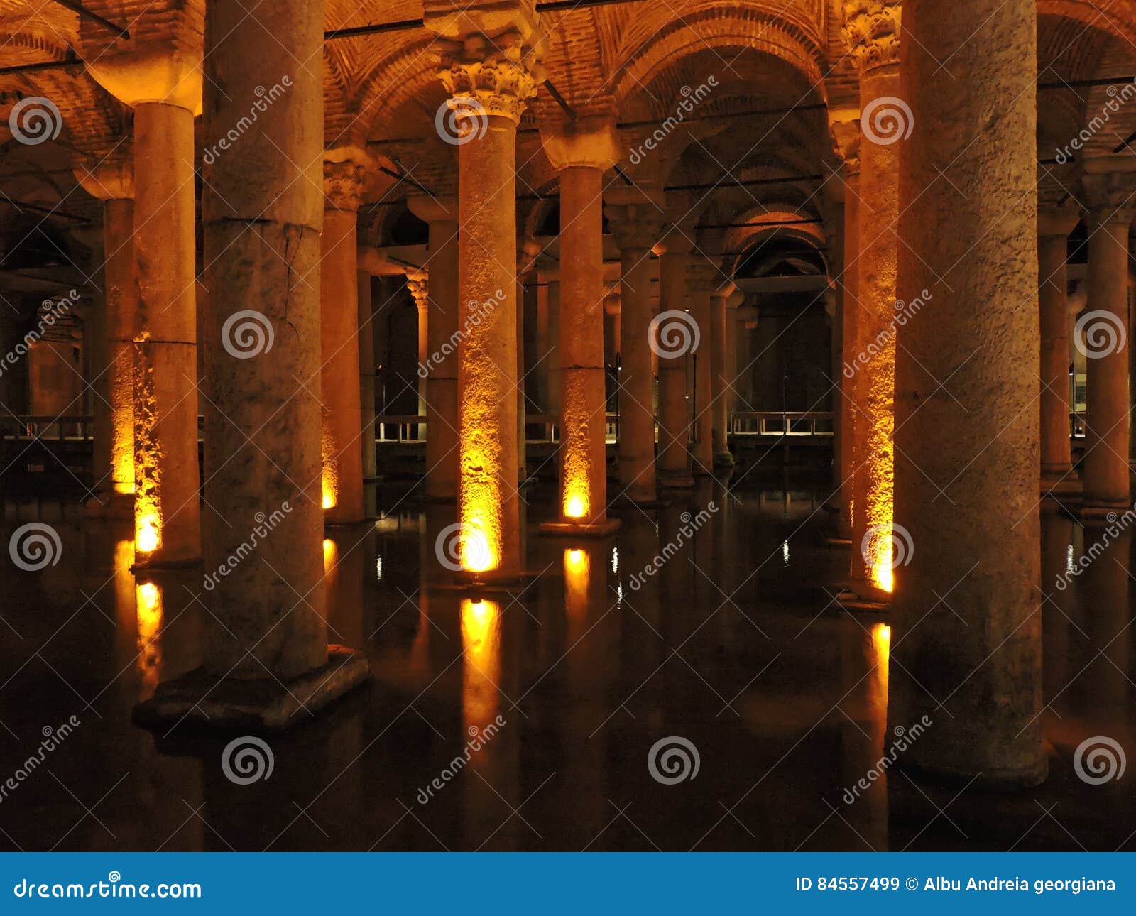 Columns, water and lights stock image. Image of silence - 84557499