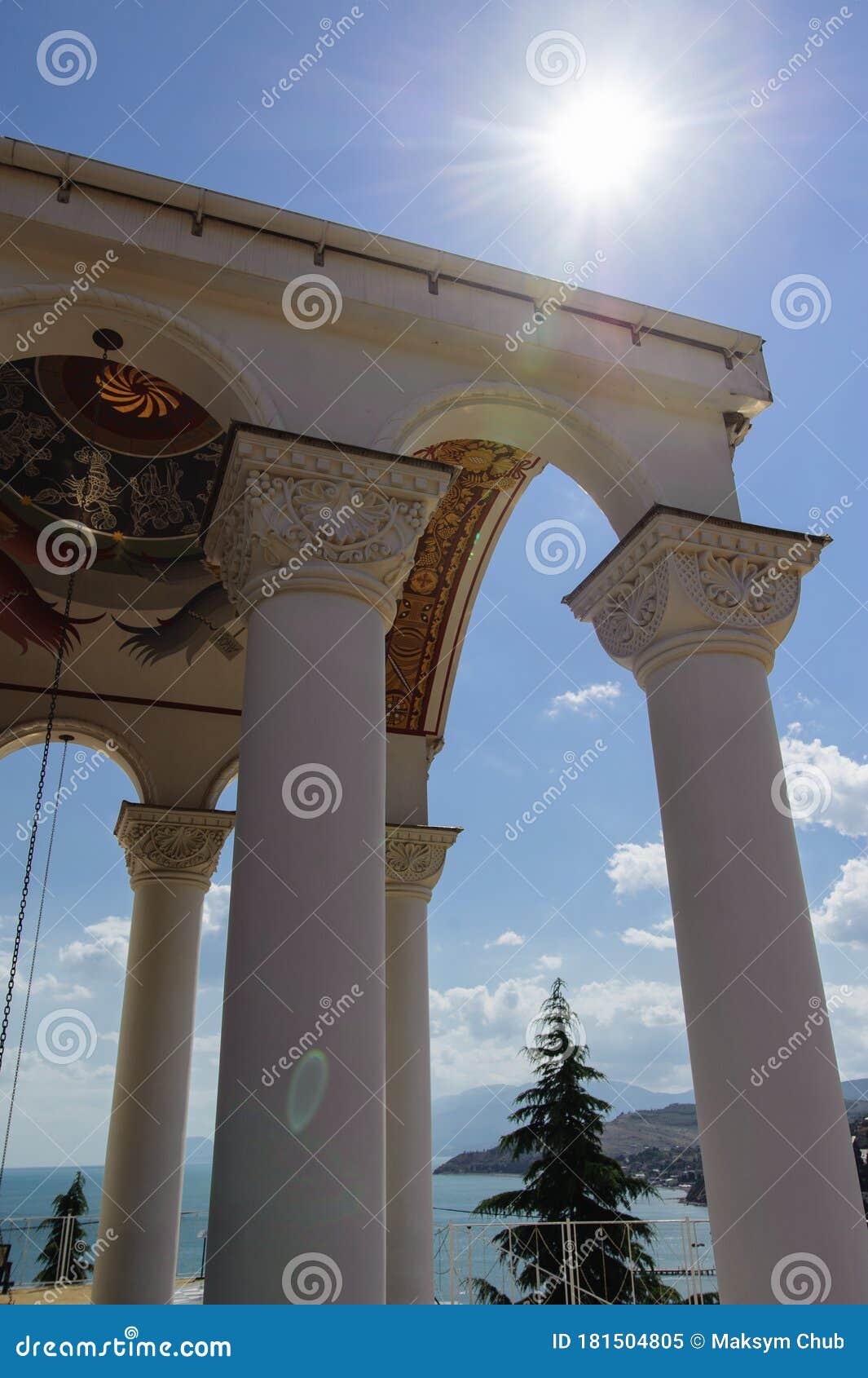The Colums of the Historical Buildings at the Background of the Sky ...