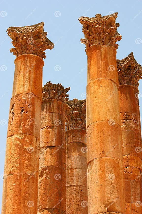 Colums in Jerash stock photo. Image of relief, blue, amman - 20547902