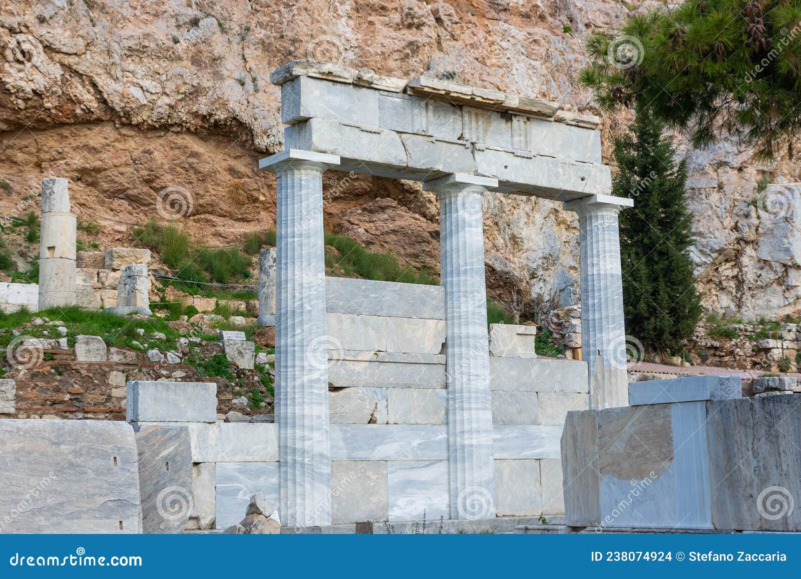 Colunas Gregas Nos Atenas Da Acropolis Foto de Stock - Imagem de ...