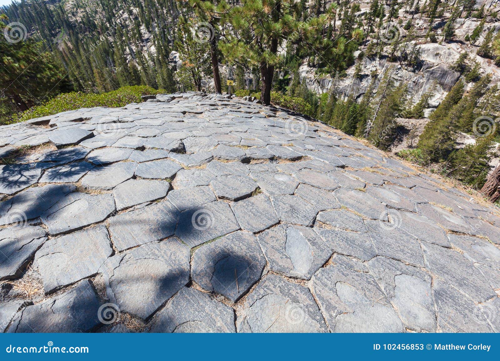 Colunmar Basalt at Devil`s Postpile National Monument Stock Image ...