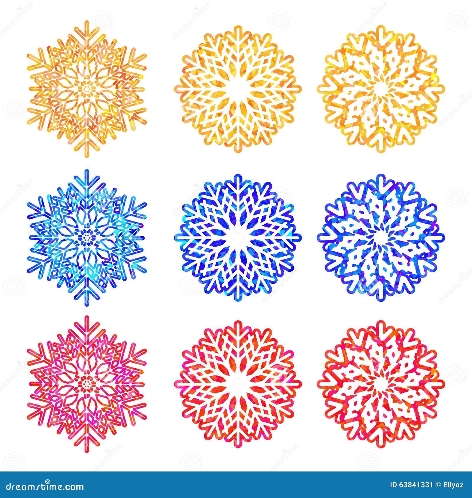 Colurfull Snowflakes Collection Stock Vector - Illustration of monogram ...
