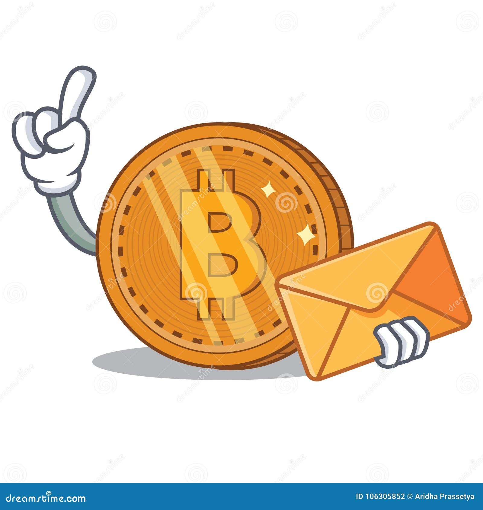 Com Desenhos Animados Do Caráter Da Moeda Do Bitcoin Do Envelope ...